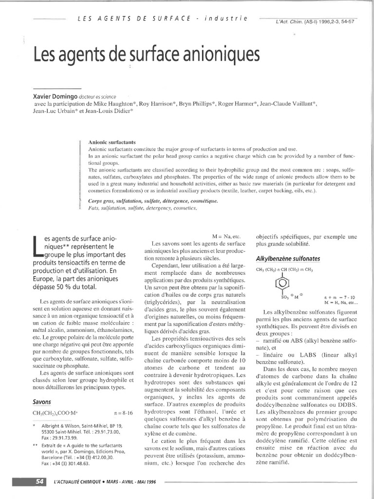 Agent de Surface Anionique | PDF