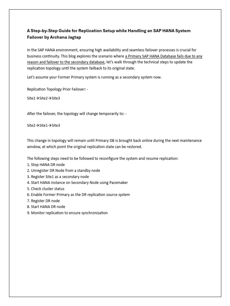 SAP HANA Failover Replication Guide | PDF | Replication (Computing ...