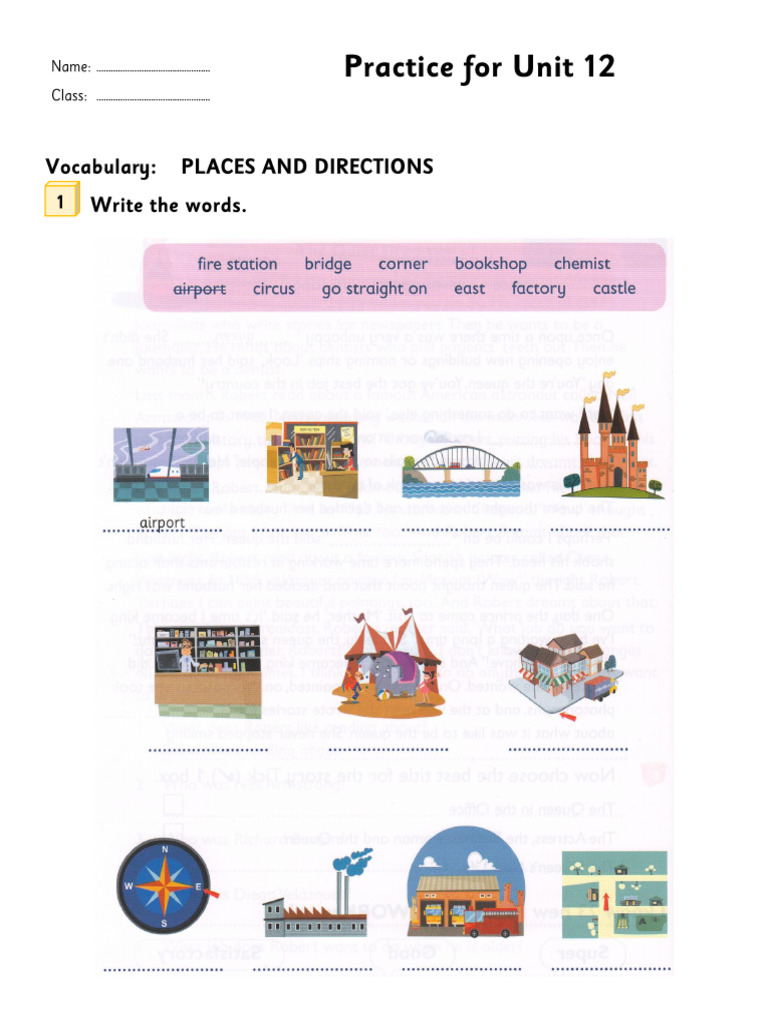 Homework U12 Places and Directions | PDF
