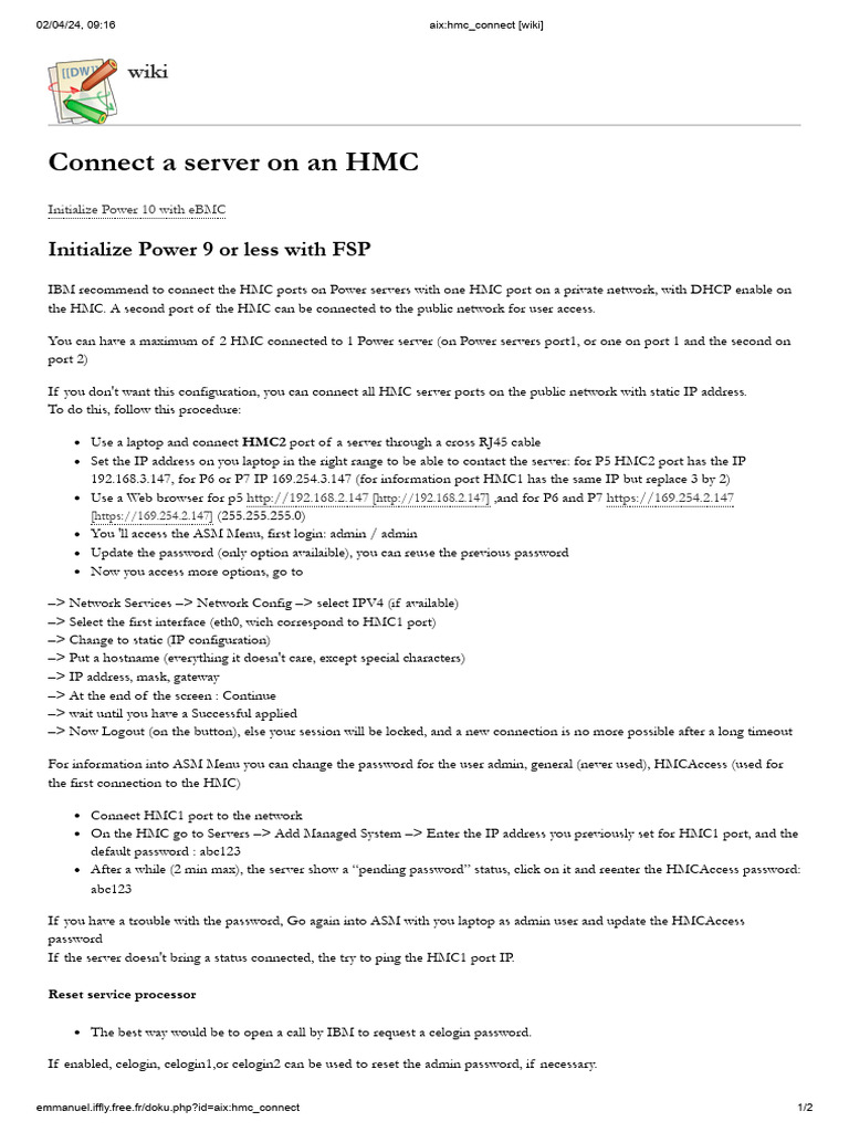 Aix - HMC - Connect (Wiki) | PDF | Ip Address | System Software
