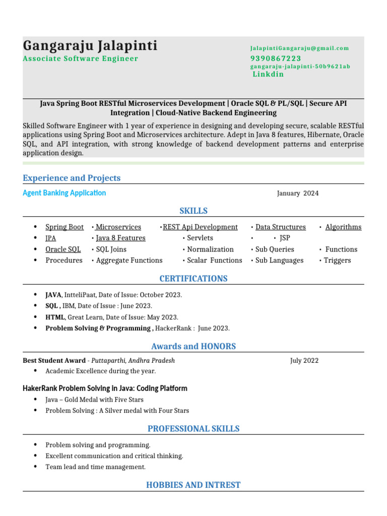 Associate Software Engineer | PDF | Java (Programming Language) | Sql