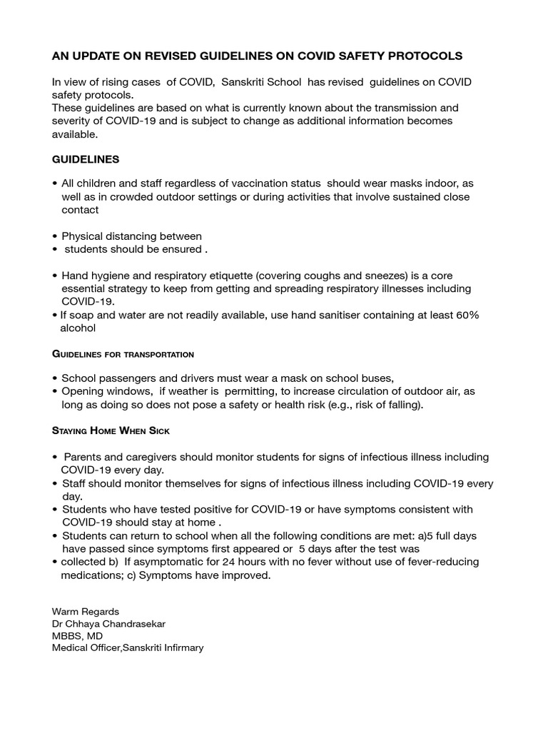 Advisory On COVID Safety Protocols (Revised) 2023 | PDF