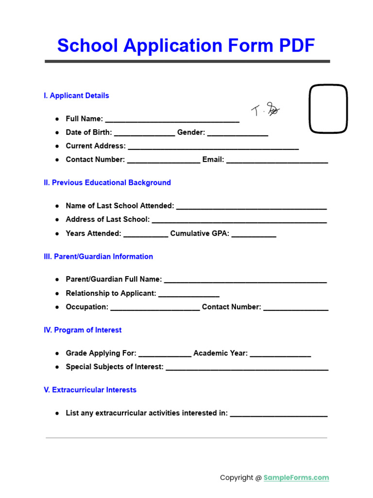 School Application Form PDF | PDF