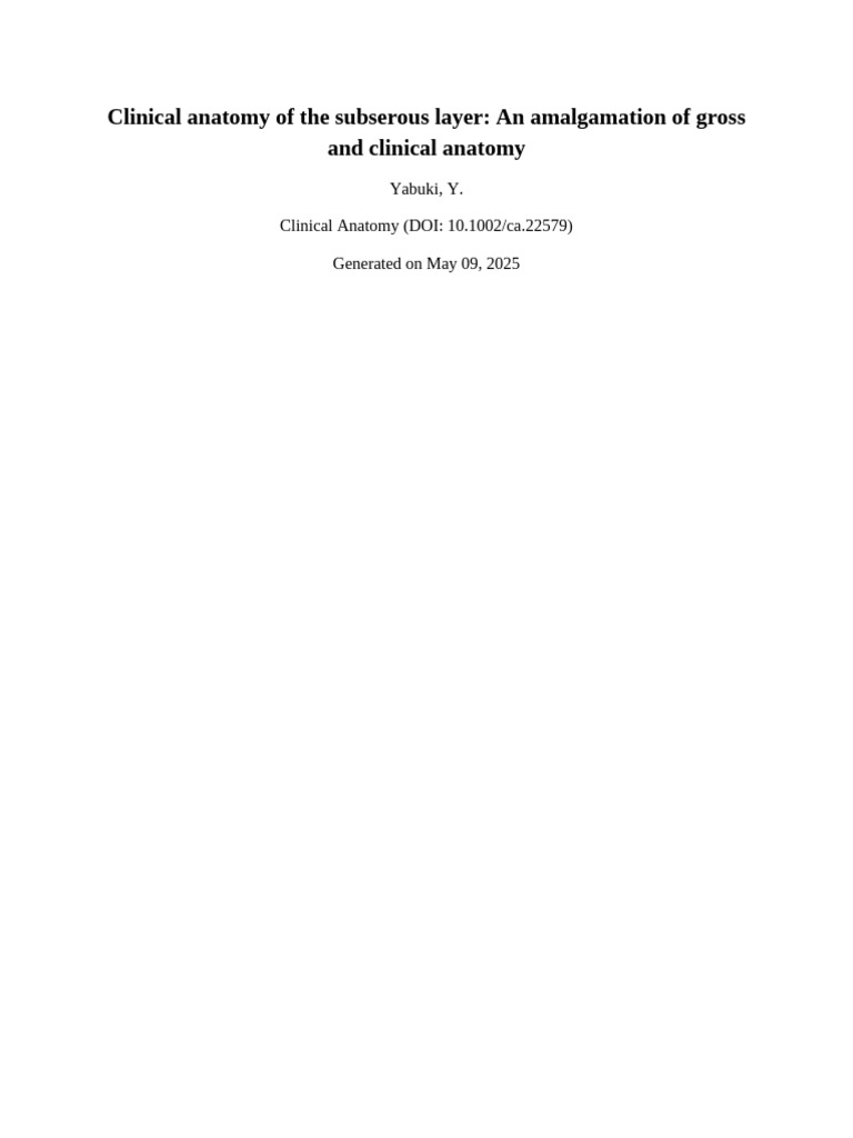 Subserous Layer Clinical Anatomy Insights | PDF | Anatomy | Anatomical ...