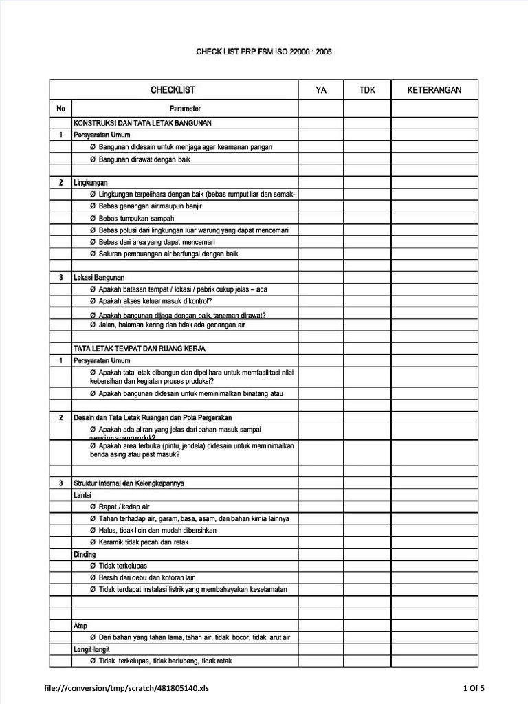 PDF Check List PRP Iso 22000 - Compress | PDF