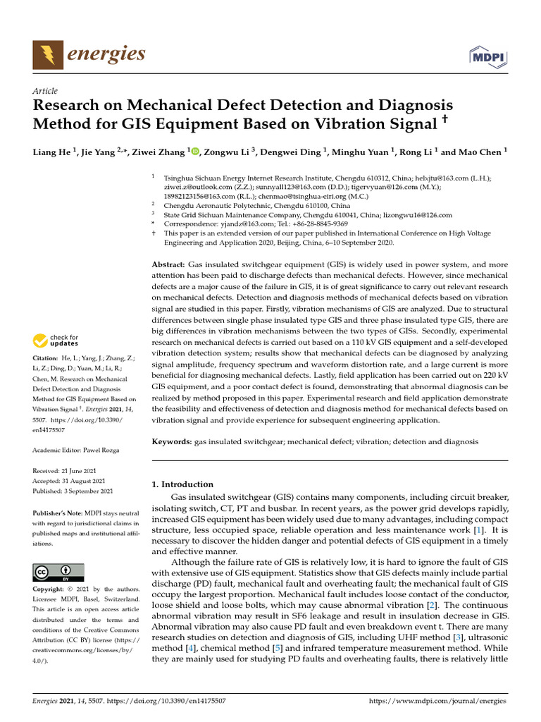 Vibration-Based Diagnosis for GIS Defects | PDF | Alternating Current ...
