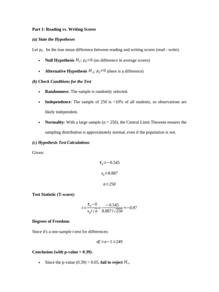 Maths Assignment Unit 5 | PDF | Hypothesis | P Value