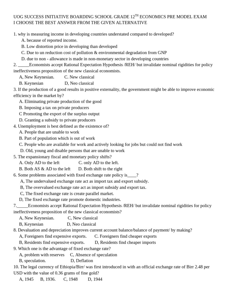 Eco Pre Model 2017 Edited | PDF | Cost Of Living | Taxes