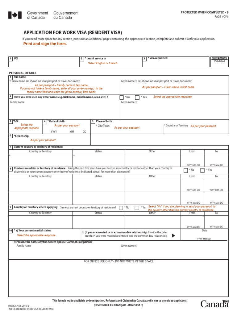 Canada Work Visa Application. | PDF | Identity Document | Travel Visa