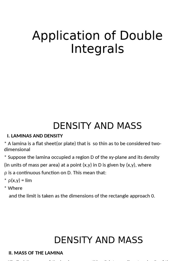 Double Integral Presentation | PDF | Center Of Mass | Cartesian ...