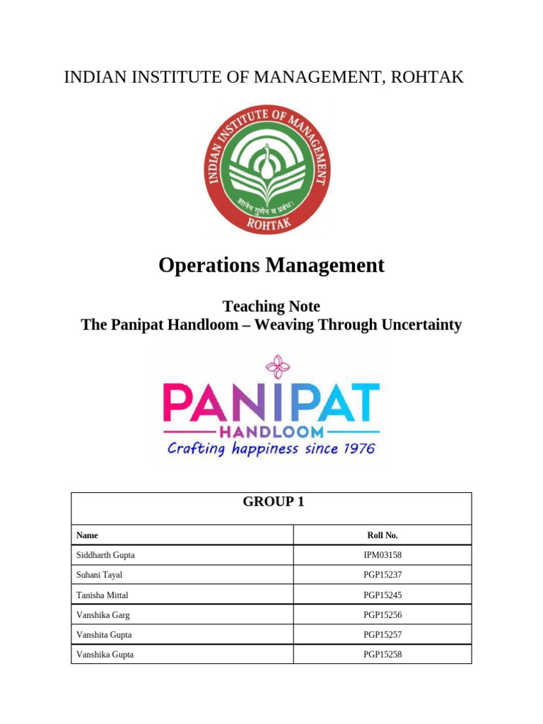 Group1_OM_Teaching note (1) | PDF | Inventory | Lean Manufacturing