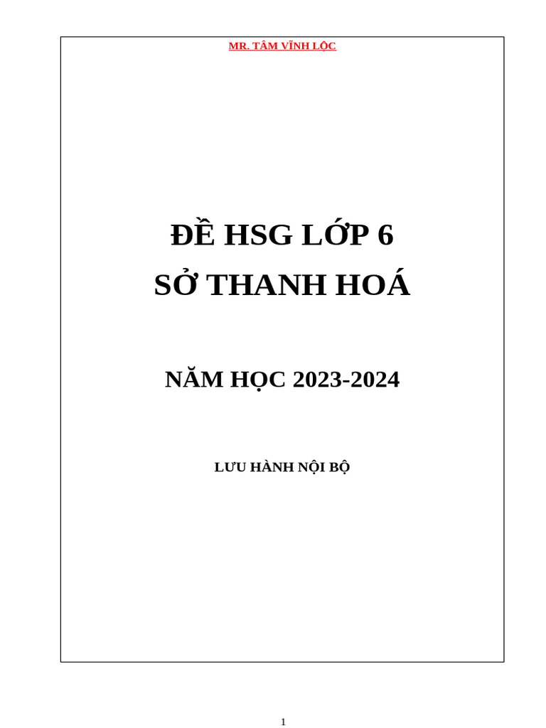 Đề Hsg Lớp 6 Thanh Hoá 2023-2024 (1) (Autorecovered) | PDF | Ice