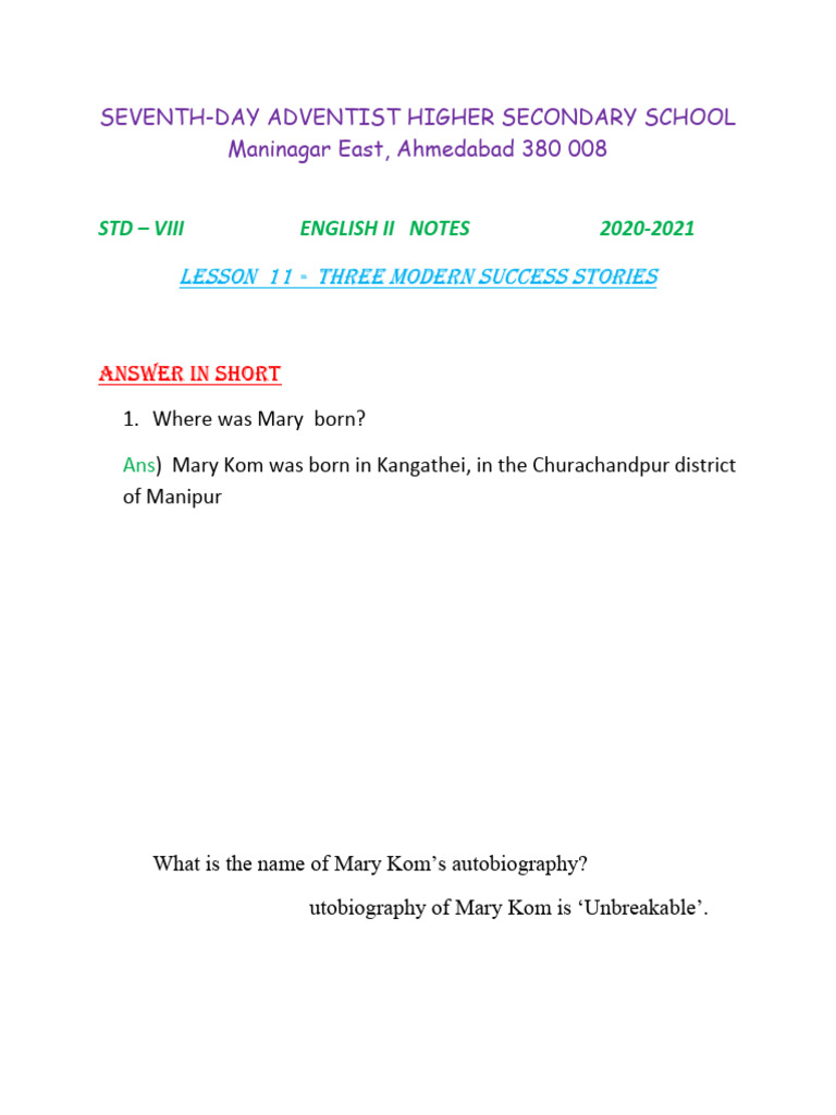 Mary Kom: A Modern Success Story | PDF