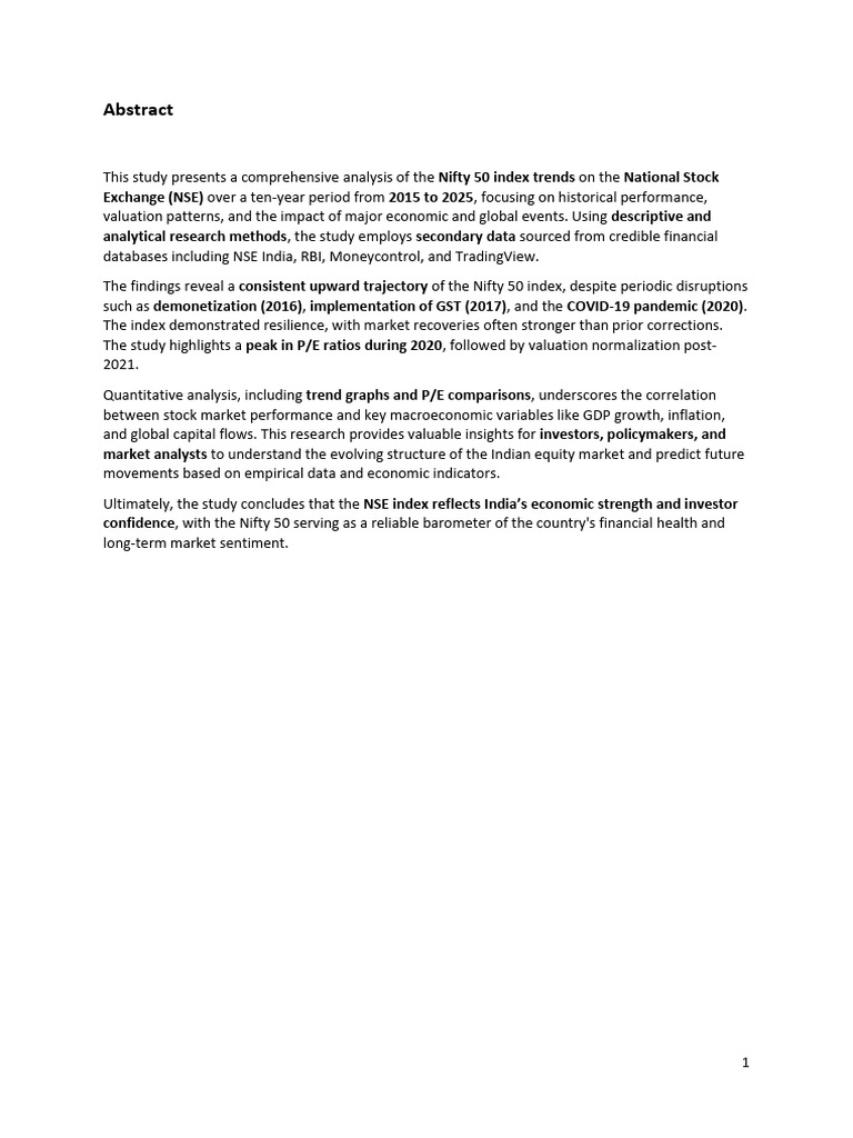 Piyush Research Paper Finance | PDF | Stock Market | Macroeconomics