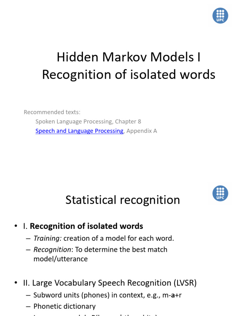 HMM Isolated Word Recognition | PDF | Computational Neuroscience | Conceptual Model