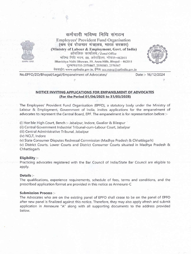 EmpenlmentOfAdvocates Bhopal | PDF | Advocate | Identity Document