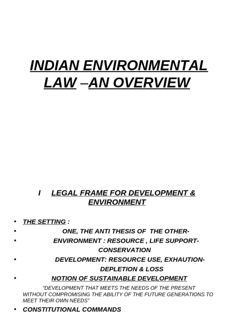 Presentation On INDIAN ENVIRONMENTAL LAW - An Overview | PDF ...