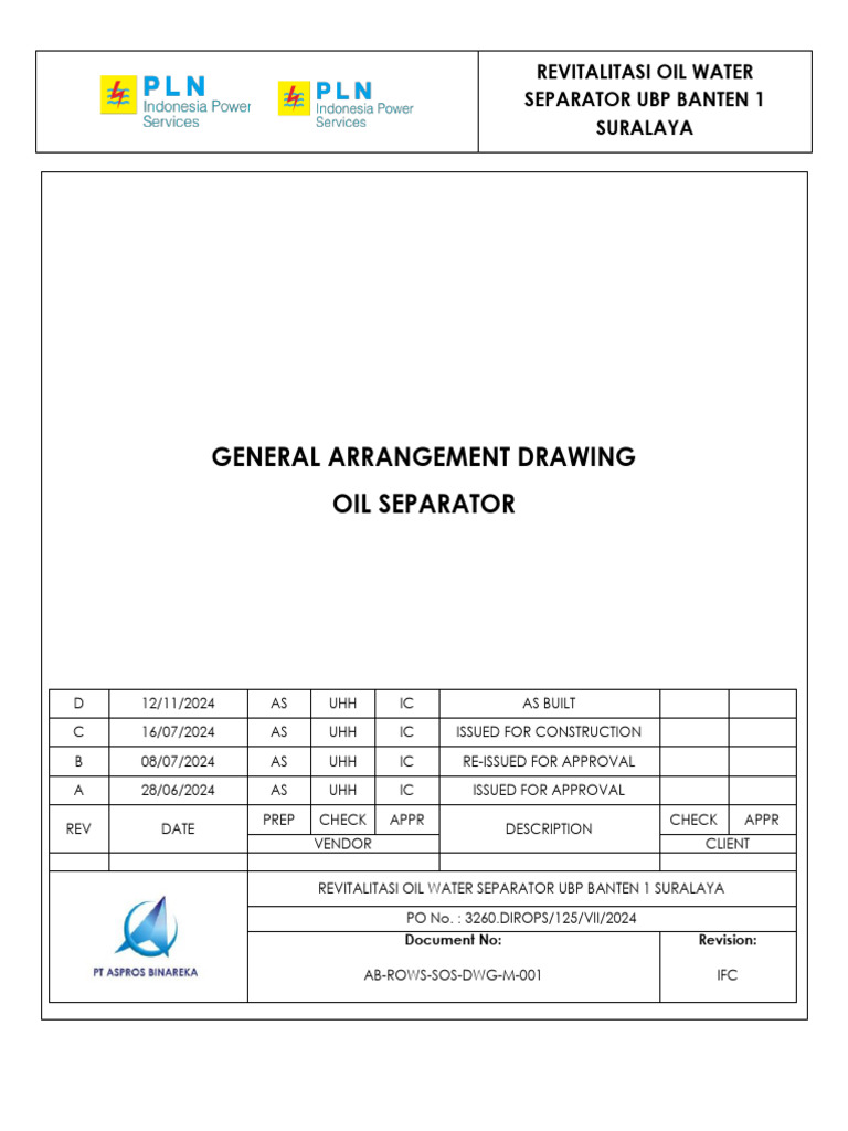 AB-ROWS-SOS-DWG-M-001 General Arrangement Drawing of Oil Separator Rev ...