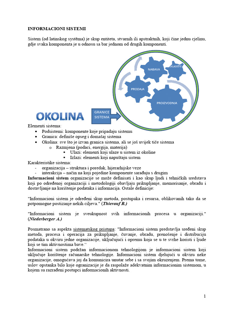 Informacioni Sistemi | PDF