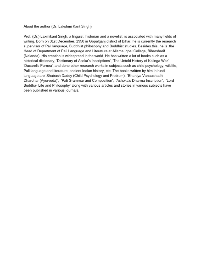 About The Author (DR Lakshmi Kant Singh) | PDF