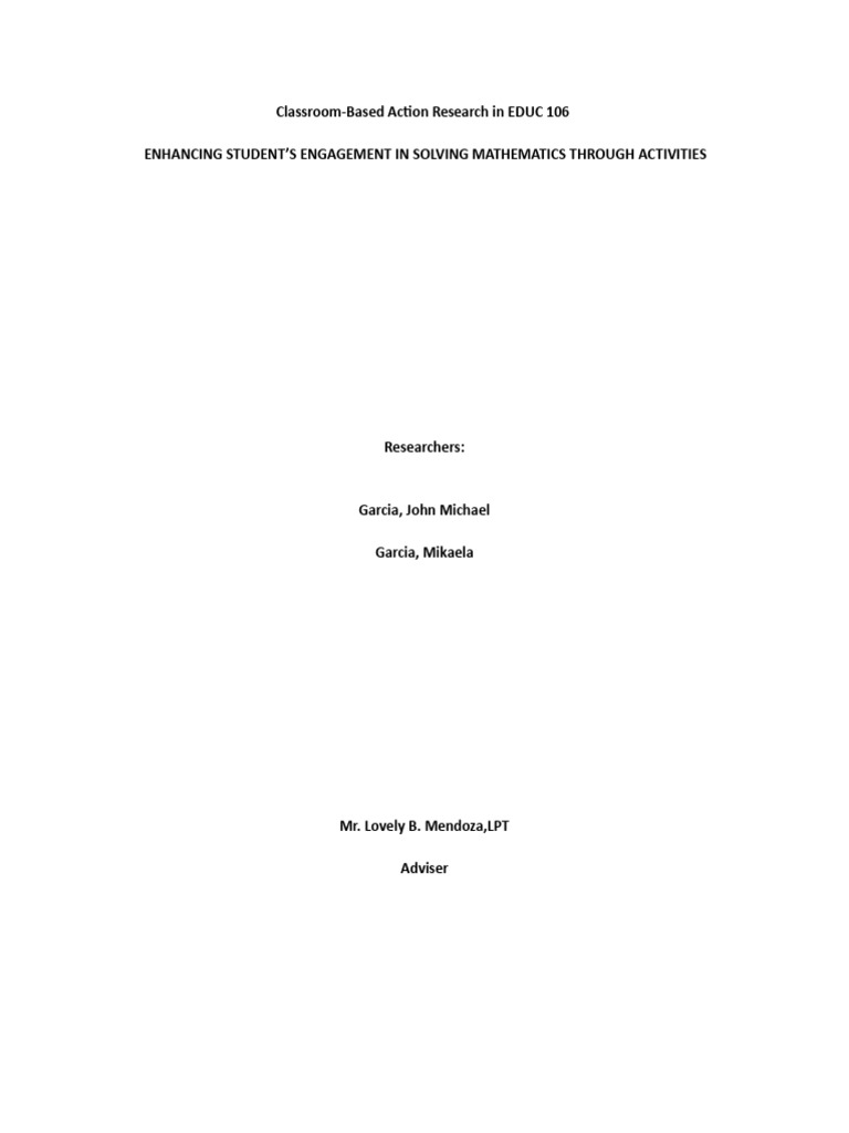 EDUC106 Action Research 1 | PDF | Learning | Teachers