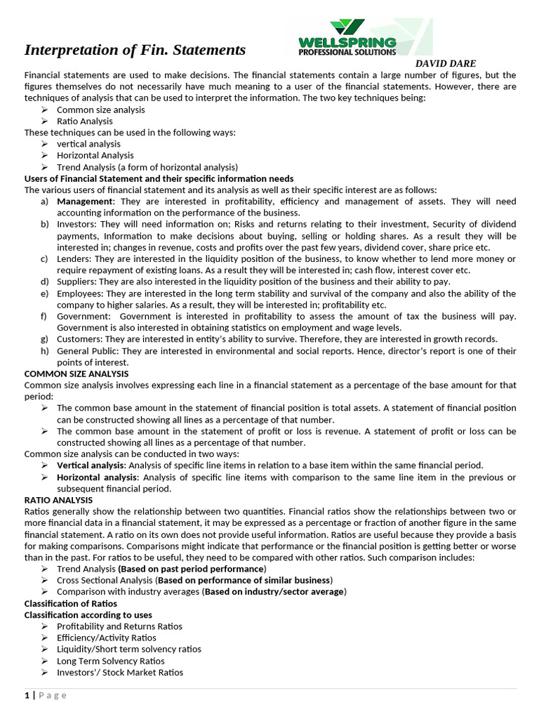 Analysis and interpretation of financial statement | PDF | Dividend | Net Income