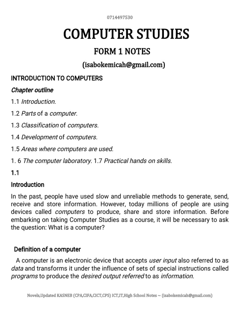 NEW-FORM-1-COMPUTER-NOTES | PDF | Office Equipment | Information And ...