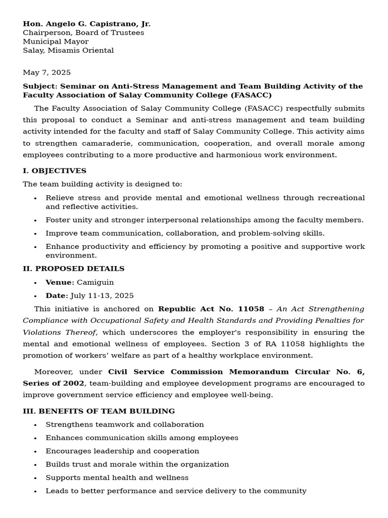 Proposal For Team Building 2025 | PDF | Team Building | Workplace