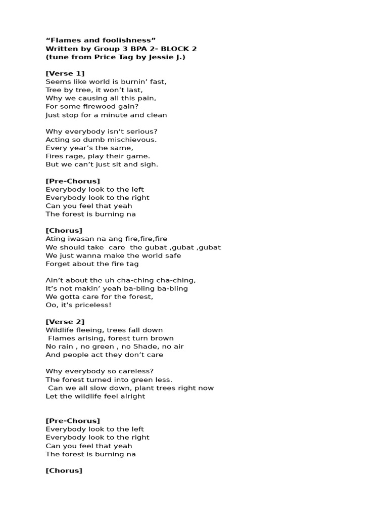 Forest Fire Awareness Song Lyrics | PDF