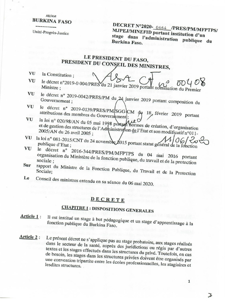 Decret Institution Des Stages | PDF