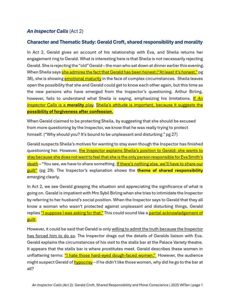 AIC Gerald Croft Character Study | PDF