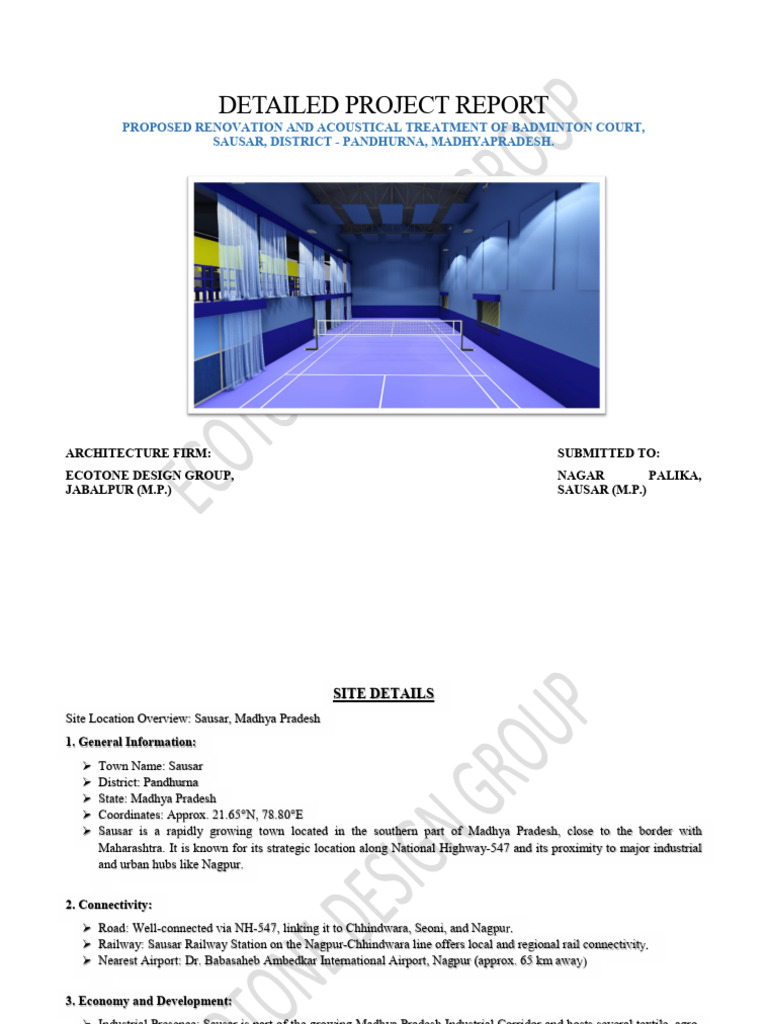 Detailed Project Report - Badminton Court | PDF | Lighting | Building Engineering