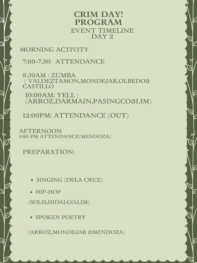 Crimday Program Day 2 | PDF