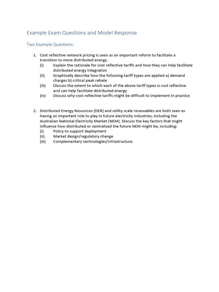 Example Exam Questions and Model Response | PDF | Distributed ...