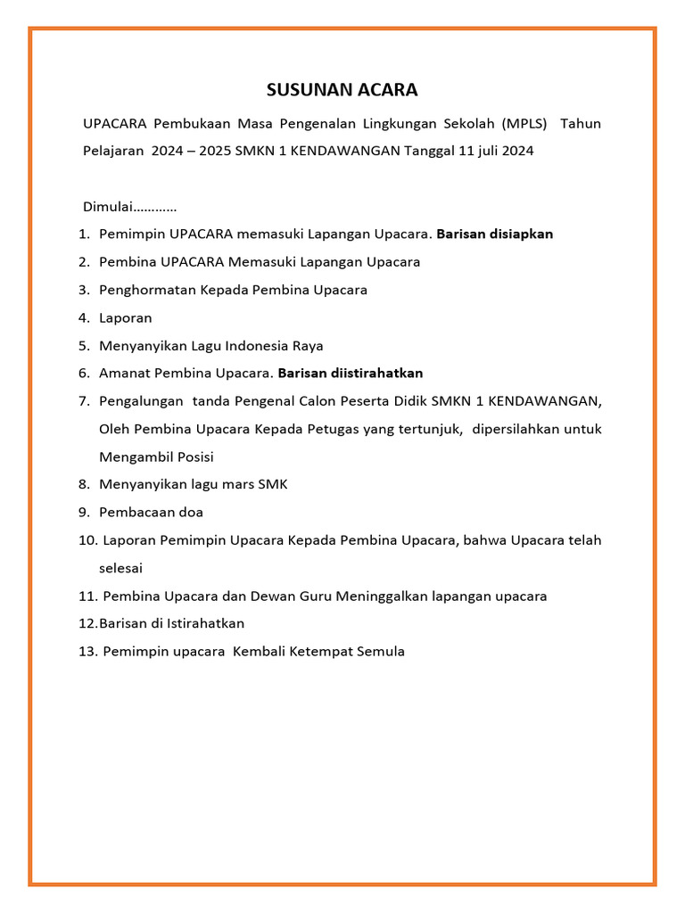 SUSUNAN ACARA Mpls | PDF