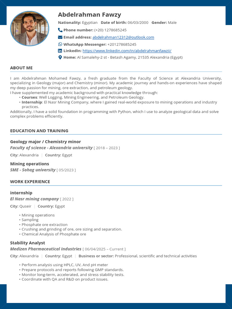 Abdelrahman Mohamed Fawzy Kamel | PDF | Mining | Geology