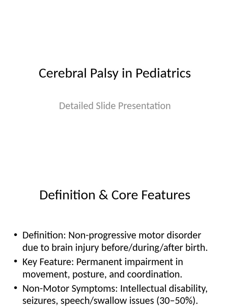 Cerebral Palsy Pediatrics Part1 | PDF
