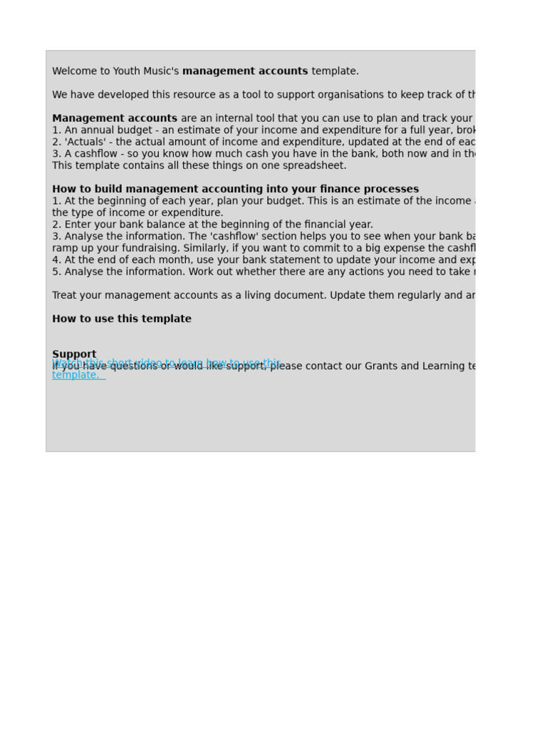 Management Accounts Template 2024 - 0 | PDF | Budget | Expense