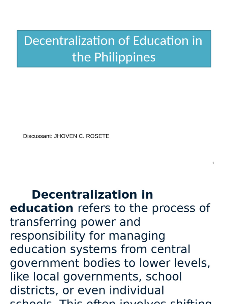 Decentralization Education Philippines | PDF | Teachers | Schools