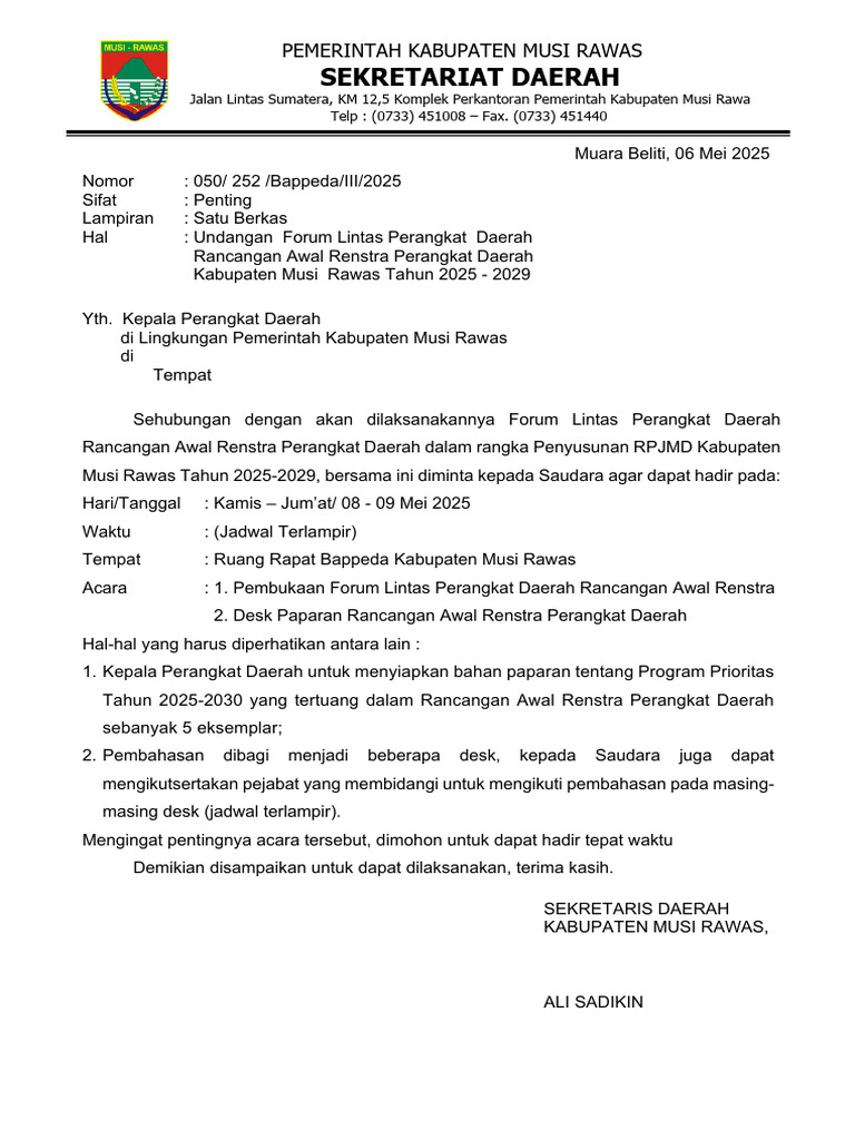 Undangan Forum PD Renstra 2025-2029 | PDF