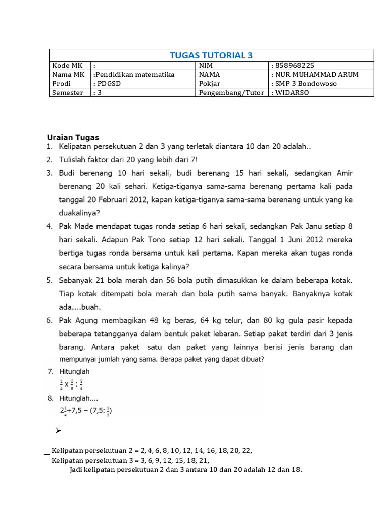 TT 3 - PDGK 4203 MTK Nur Muhammad Arum (858968225) | PDF