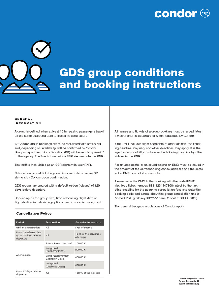 Condor Group Booking Instructions | PDF | Transport | Aviation