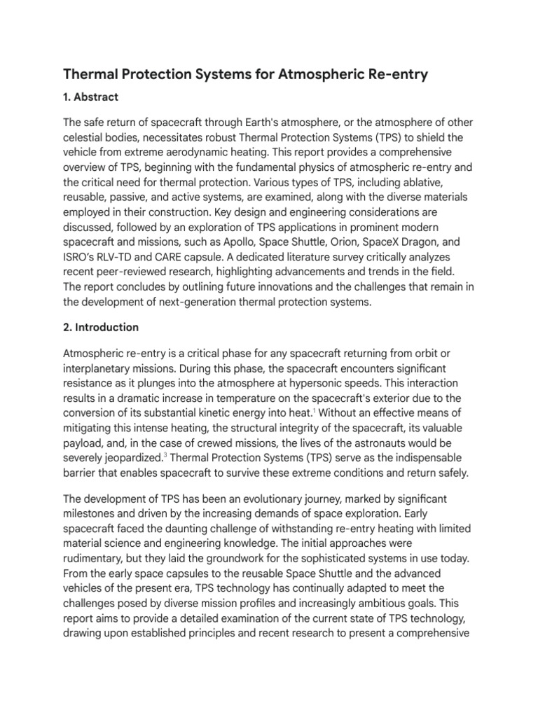 Thermal Protection Systems Overview | PDF | Atmospheric Entry | Space ...