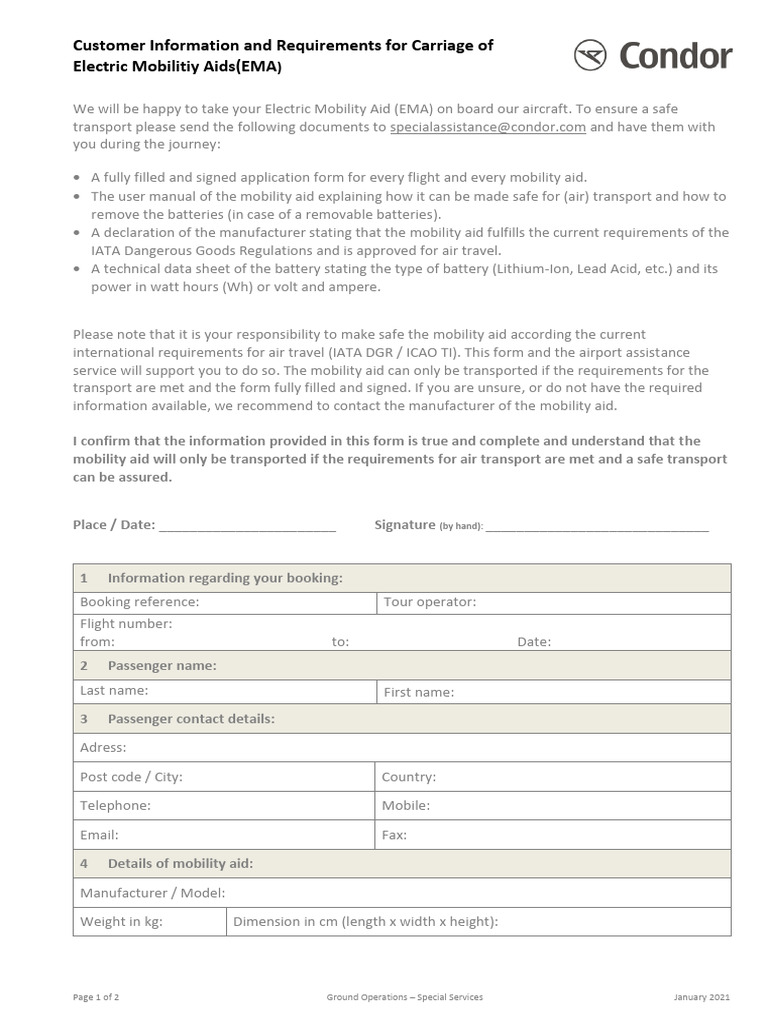 EMA Form Englisch JAN2021 | PDF | Baggage | Truck