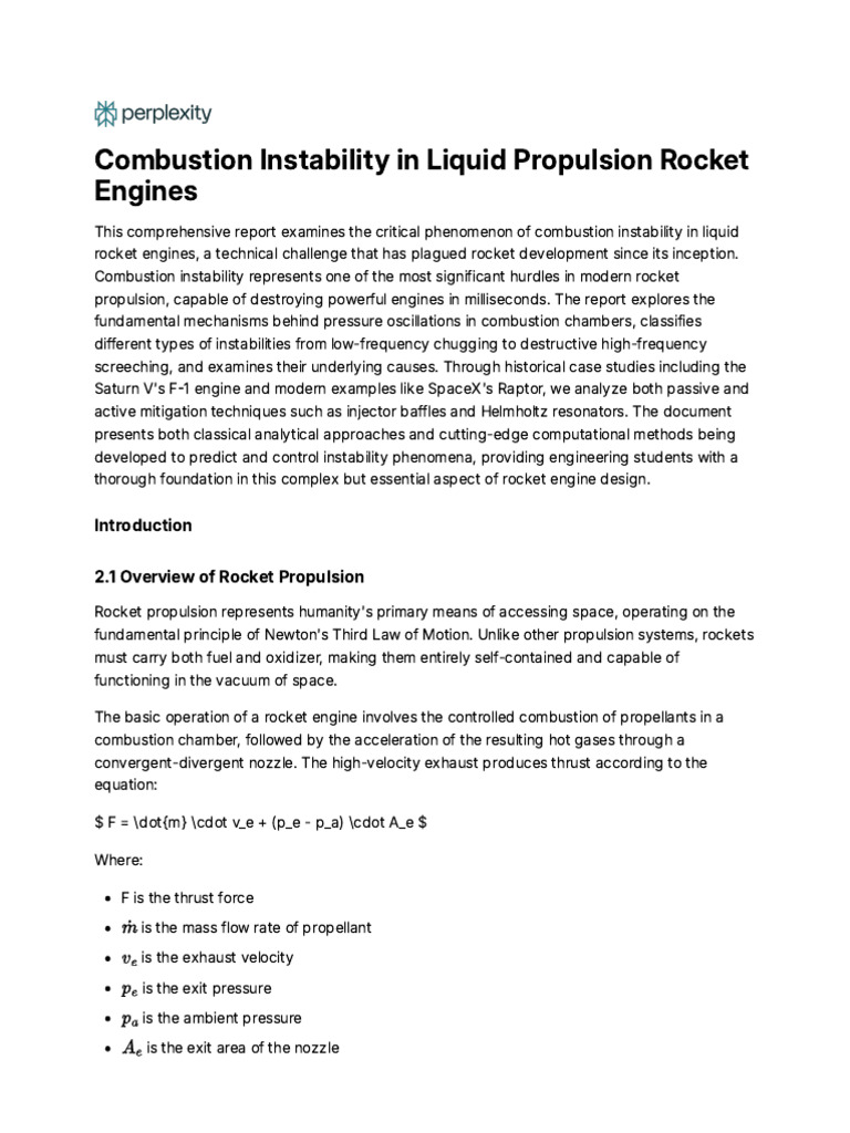 Combustion Instability in Liquid Propulsion Rocket | PDF | Rocket Engine | Rocket Propellant