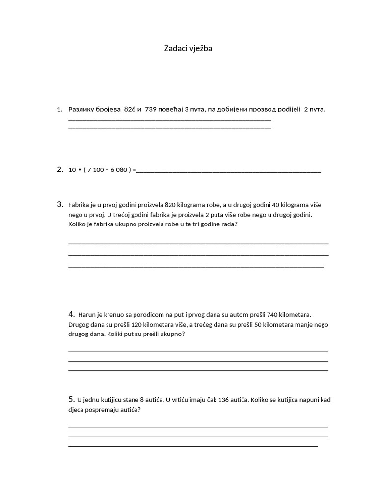 Zadaci Vježba | PDF