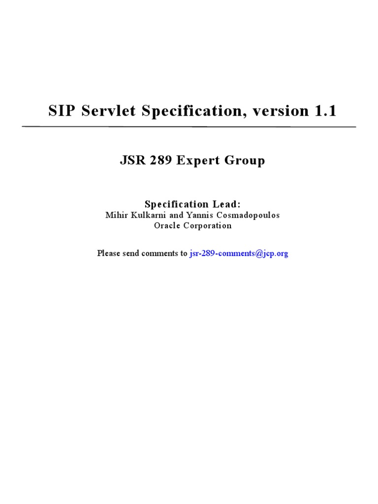 Sipservlet 1 1 FR Spec | PDF | Java Servlet | Session Initiation Protocol