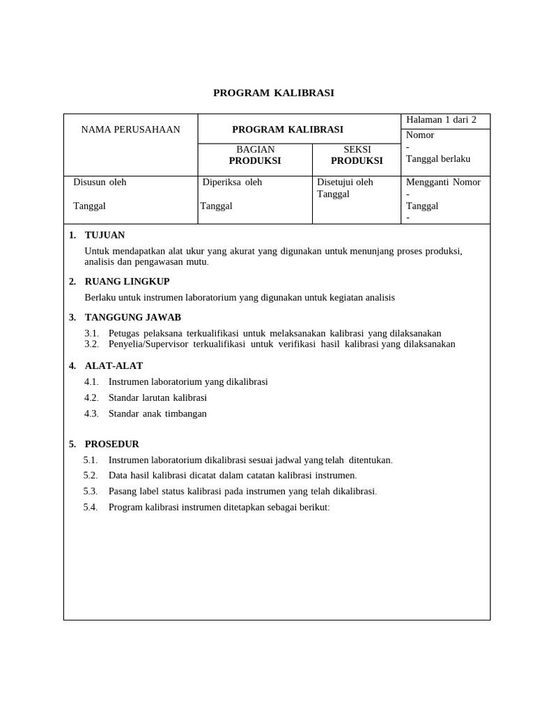 Program Kalibrasi | PDF
