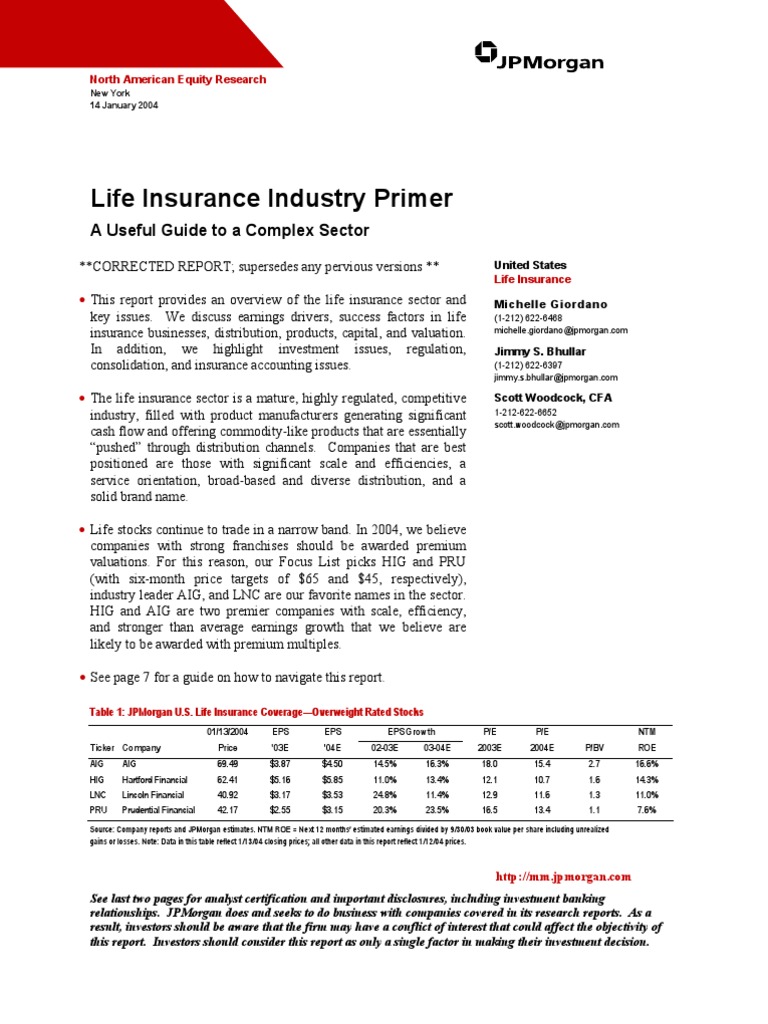 JPM - Insurance Primer | PDF | Investing | Insurance