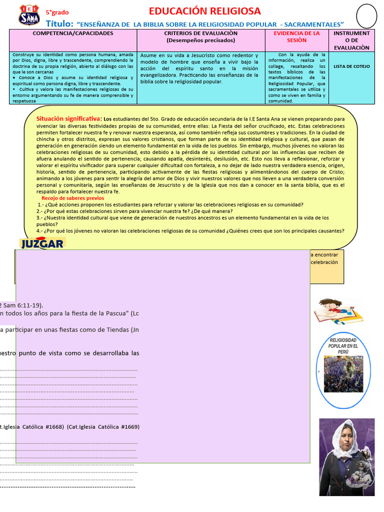 Religiosidad Popular y Sacramentales en 5° Grado | PDF | Biblia